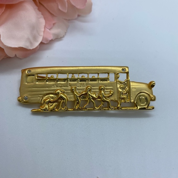 Jewelry | Vintage Gold Tone School Bus Pin | Poshmark